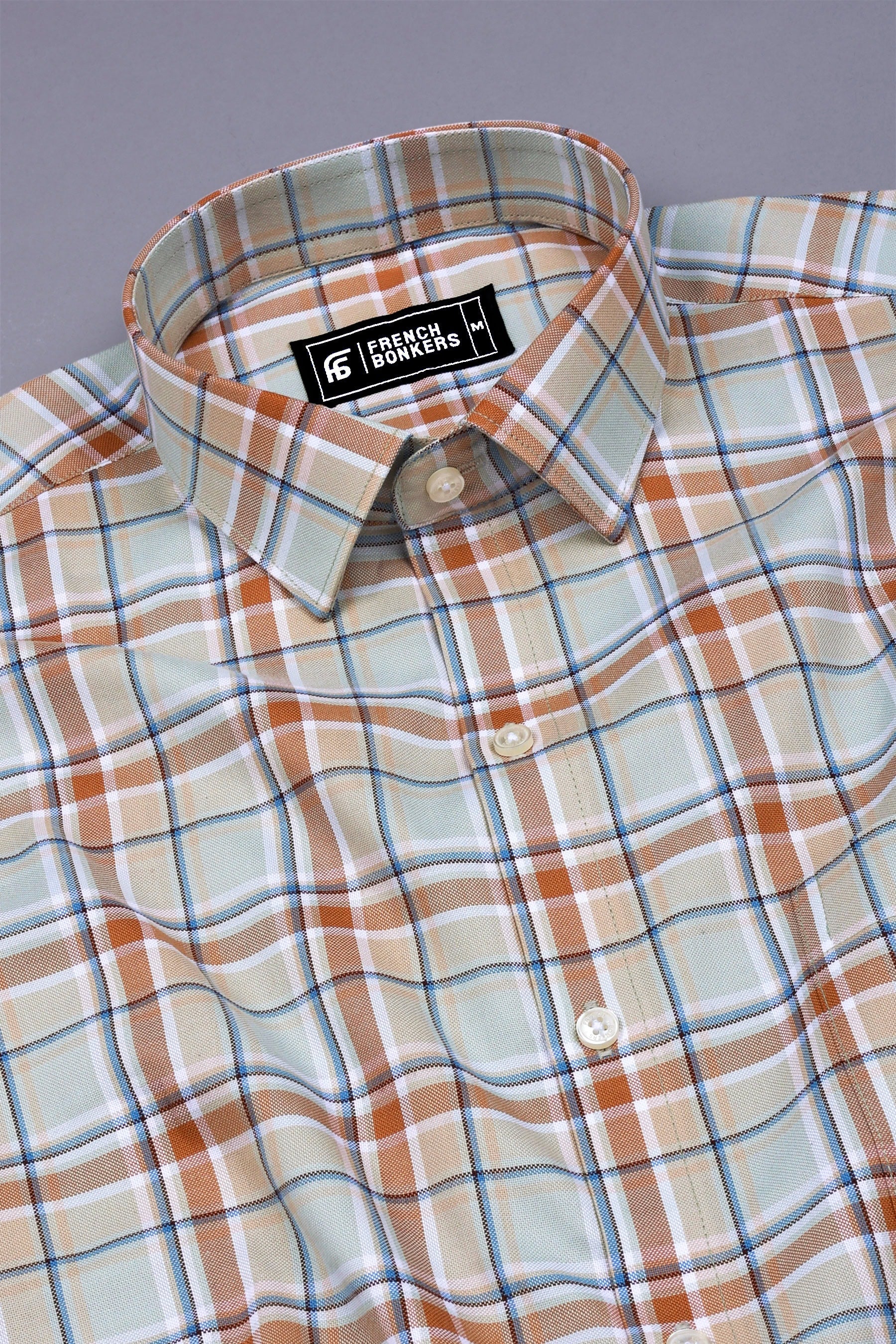 Cream and Brown Check Casual Shirt